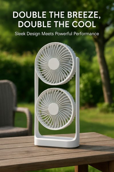 Double-Head High Wind Air Circulation Desktop Fan Portable Double-Layer ...