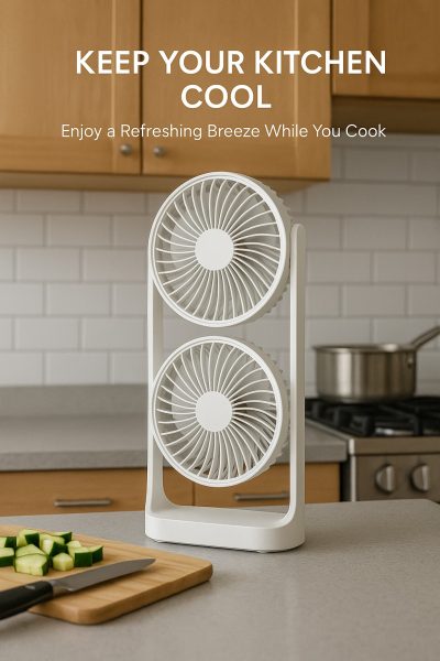 Double-Head High Wind Air Circulation Desktop Fan Portable Double-Layer ...